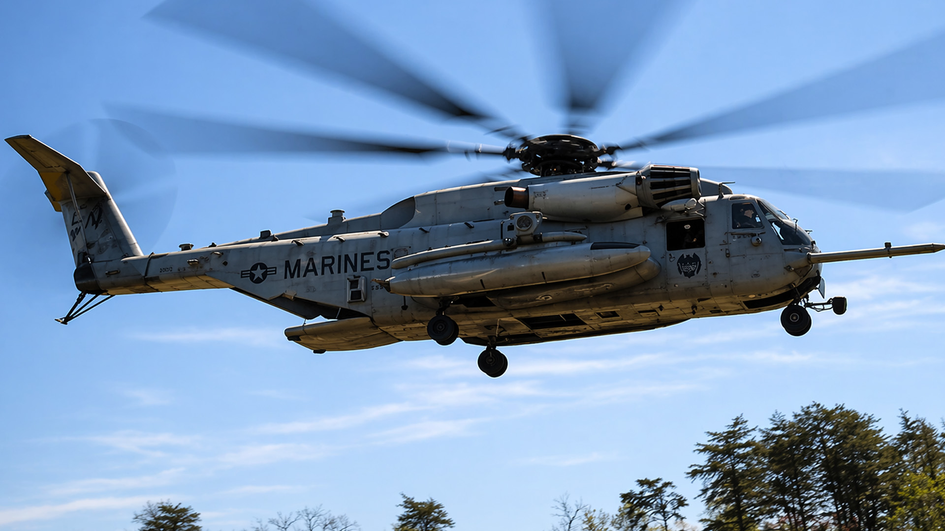 US Marines board heavy helicopter in training