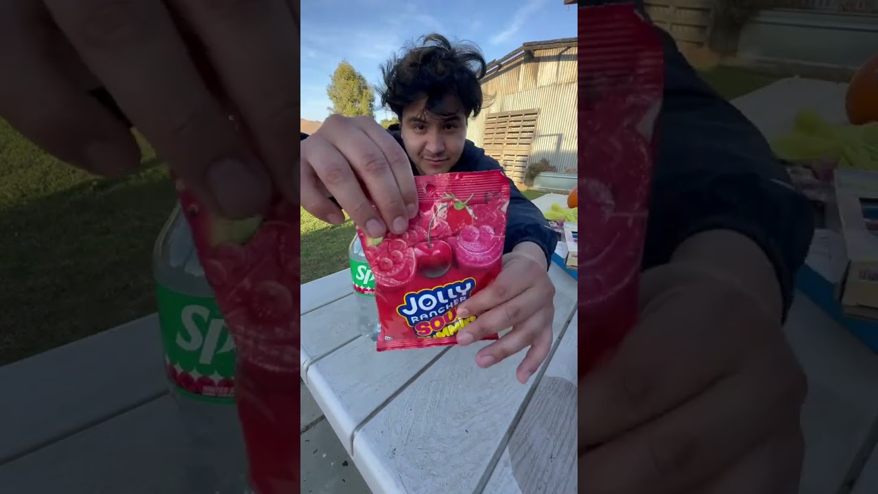 Trying frozen Sprite gummies