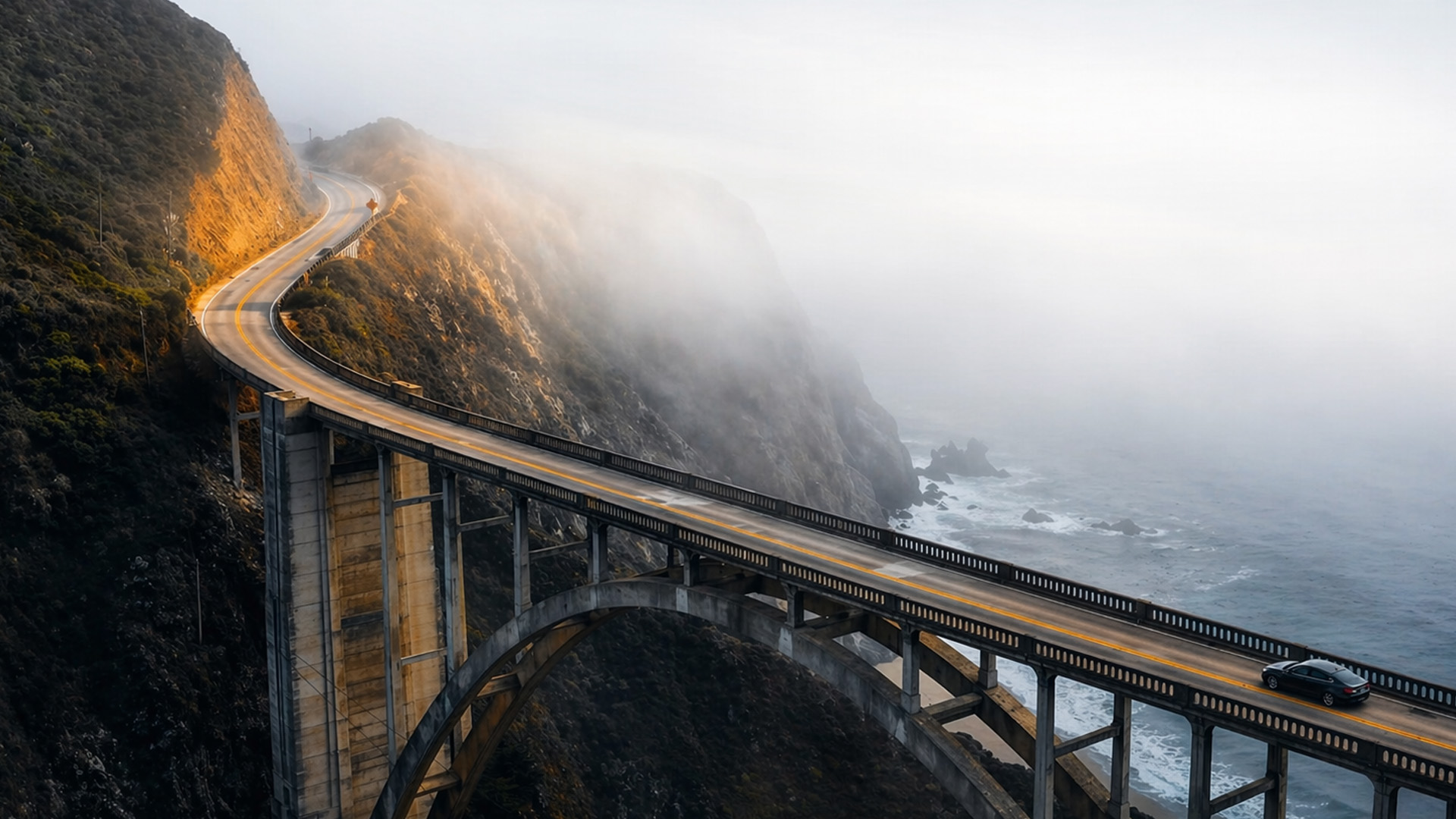 A road built over a dangerous drop