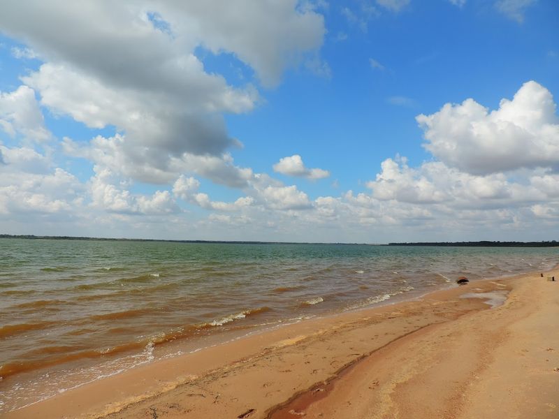 Rugged Oklahoma park where red rock cliffs meet wide-open water and it ...