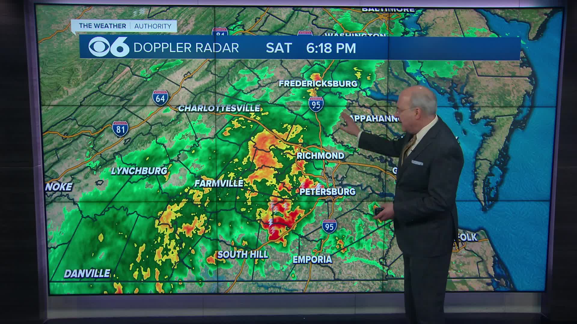 Line of showers, storms will cross I-95 corridor in next couple hours