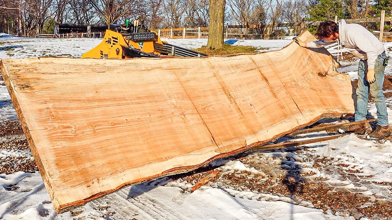 Testing the sawmill with a giant log