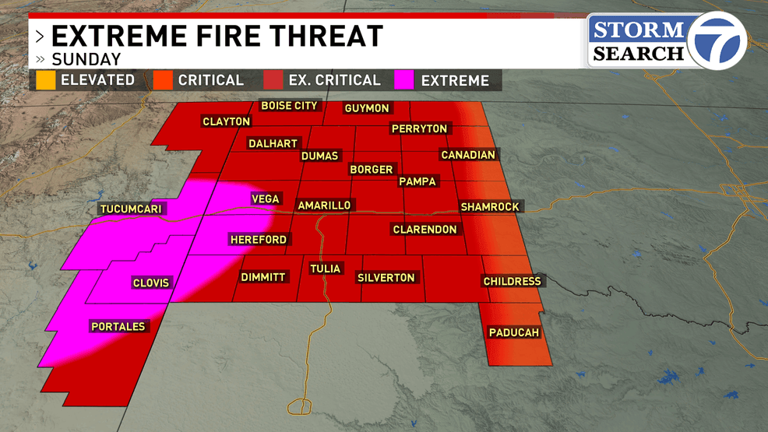Extreme fire risk Sunday