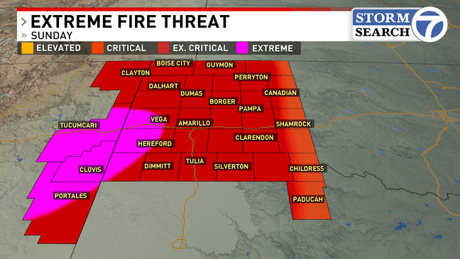 Extreme fire risk Sunday