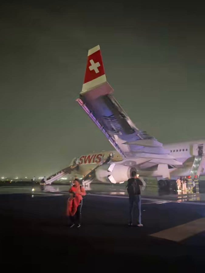 Swiss flight's engine fails, catches fire during takeoff in Delhi, 6 hurt