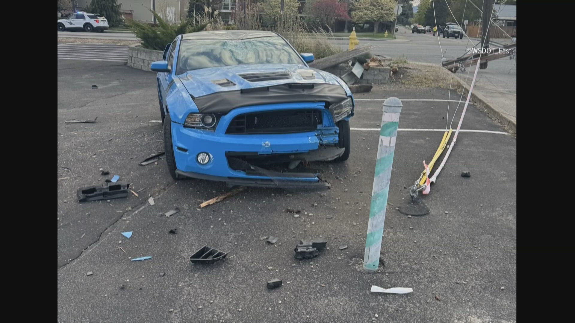 Spokane Valley man crashes car into power pole