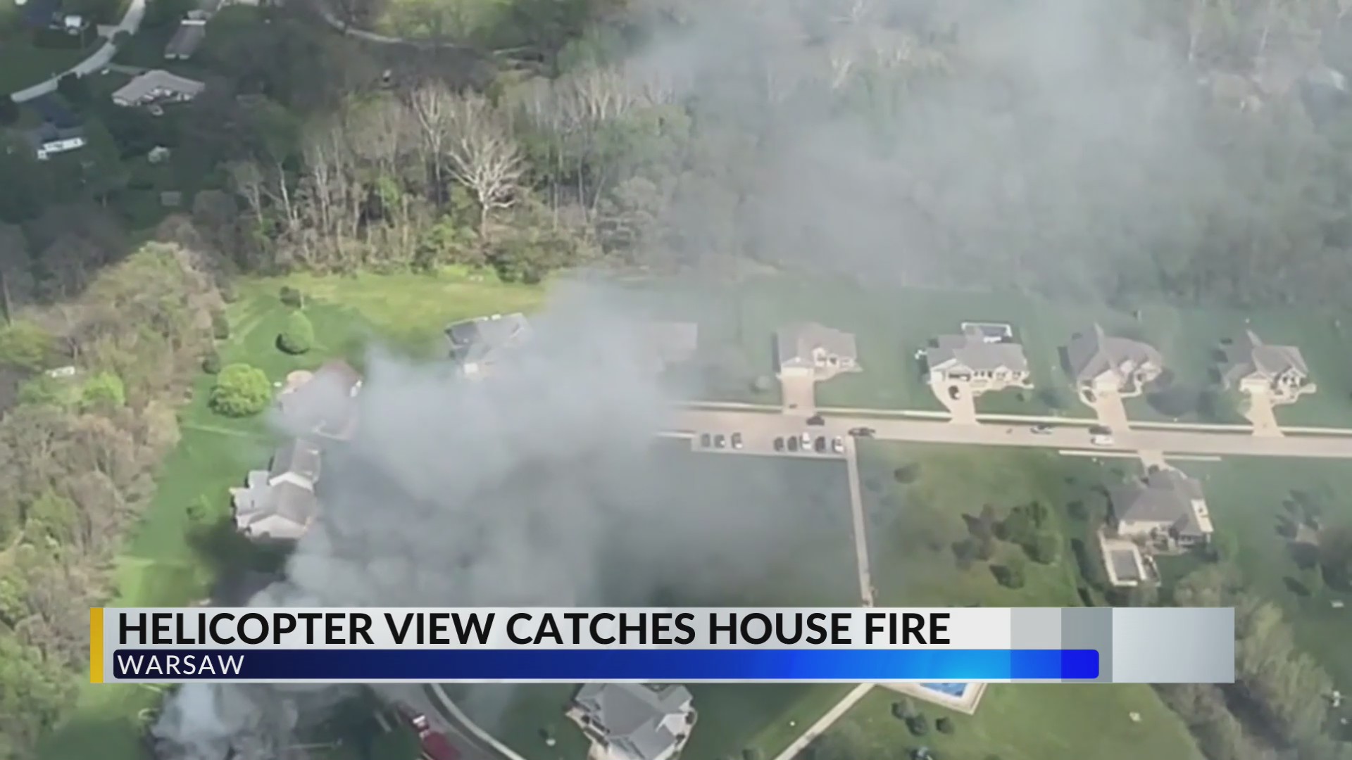 Helicopter footage captures house fire