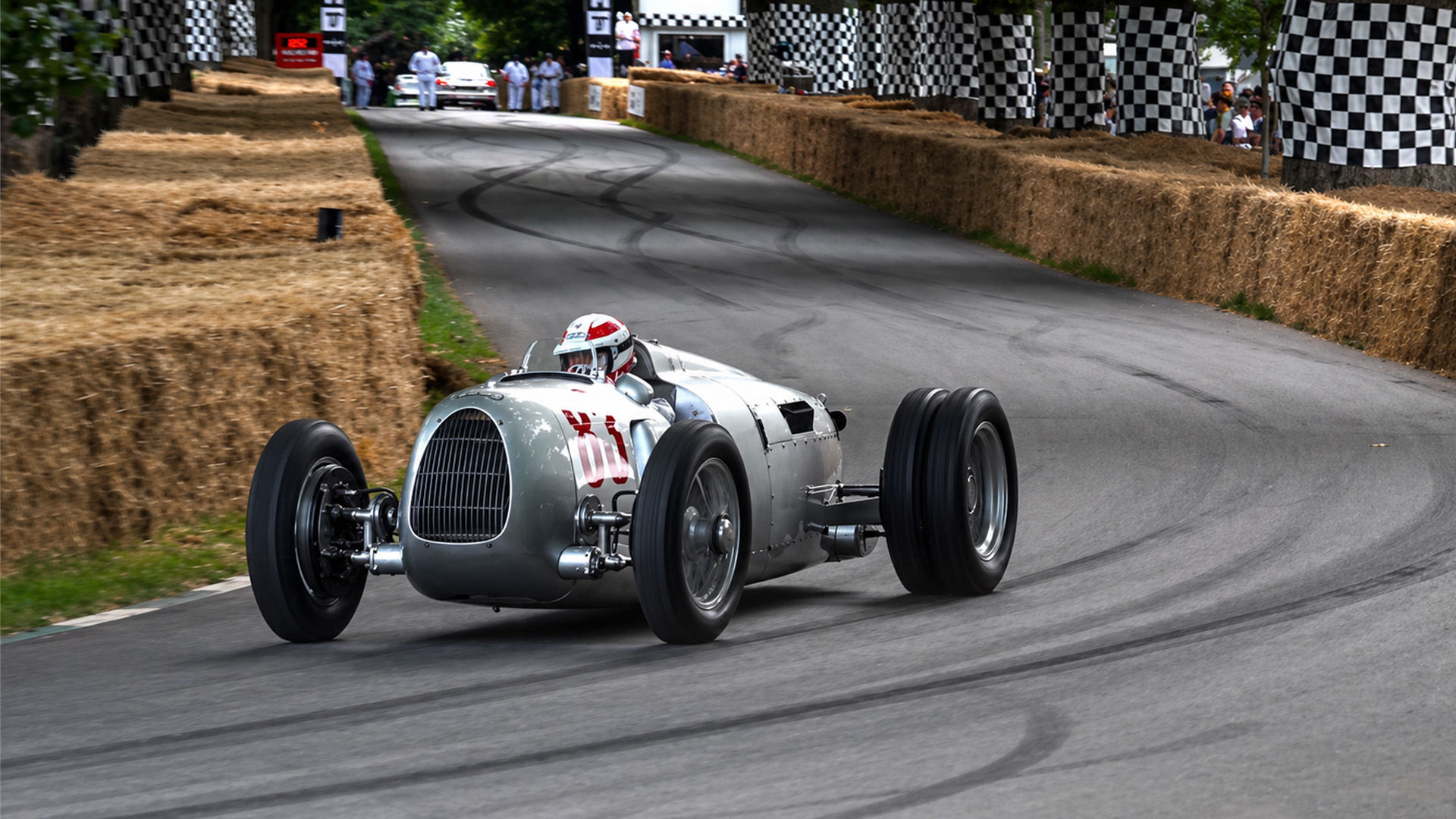 Legendary Auto Union Type C pushed too hard on track corner