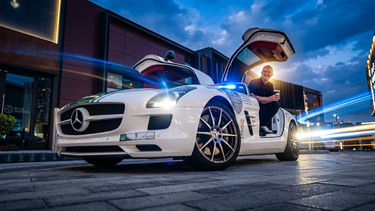 Inside Dubai supercar culture: Porsche 911 GT3 with police supercar escort