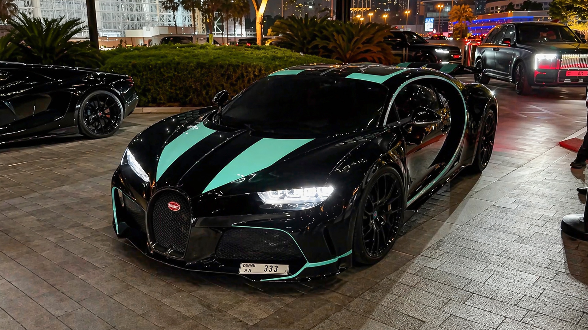 Billionaire driving Bugatti Chiron through Dubai night streets