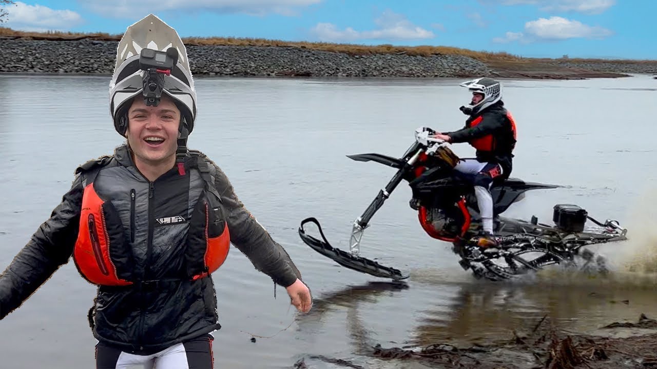 Water skipping my snow bike - 450cc KTM
