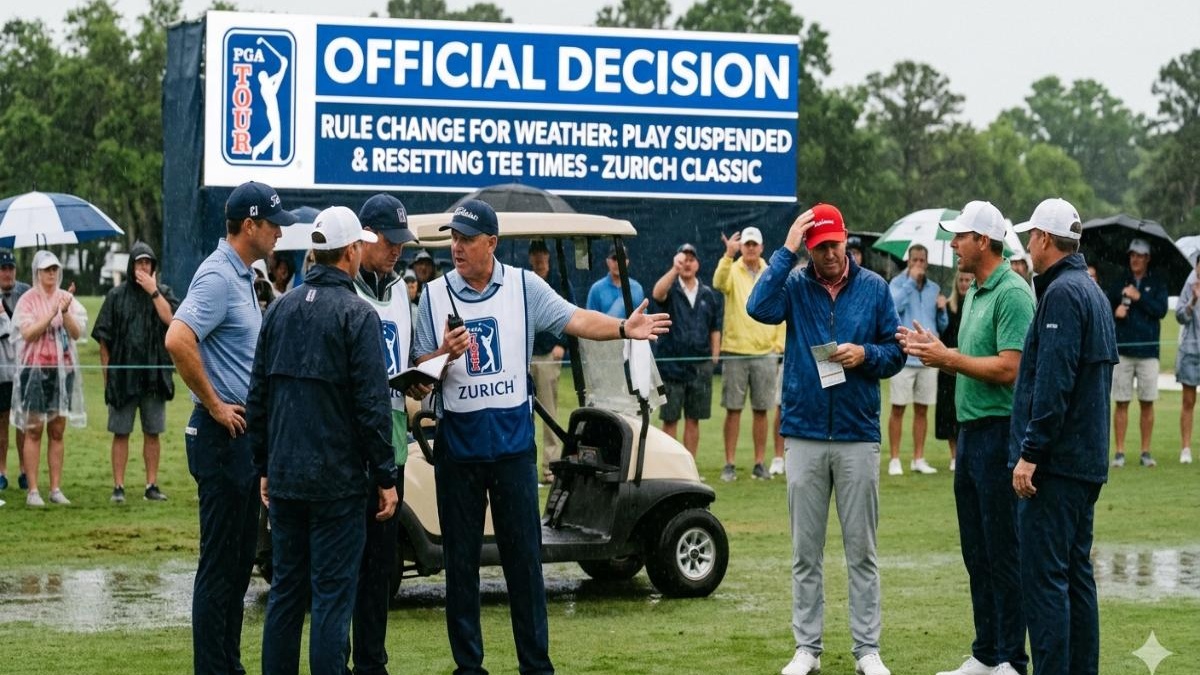 PGA Tour sparks debate with weather rule change at Zurich Classic fair ...