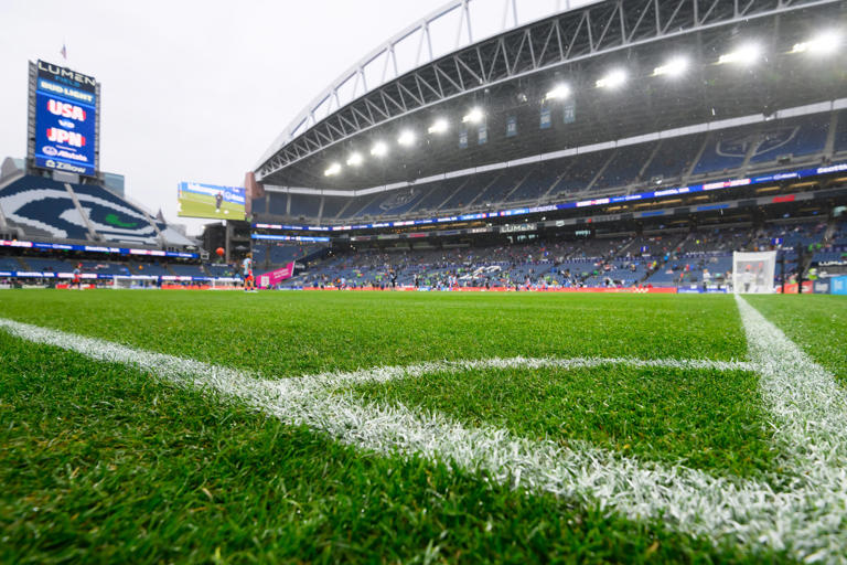 Seattle's World Cup display includes an Italy flag but not Iran