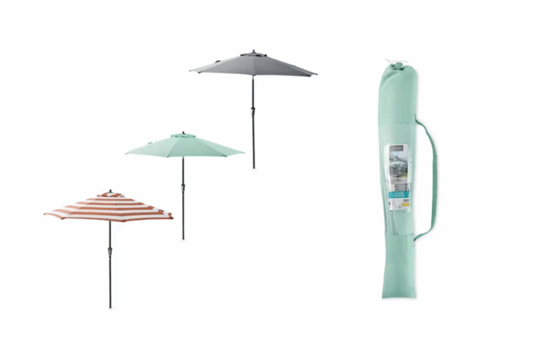 Aldi's £29.99 tilt and crank parasol comes in bright colours and ...