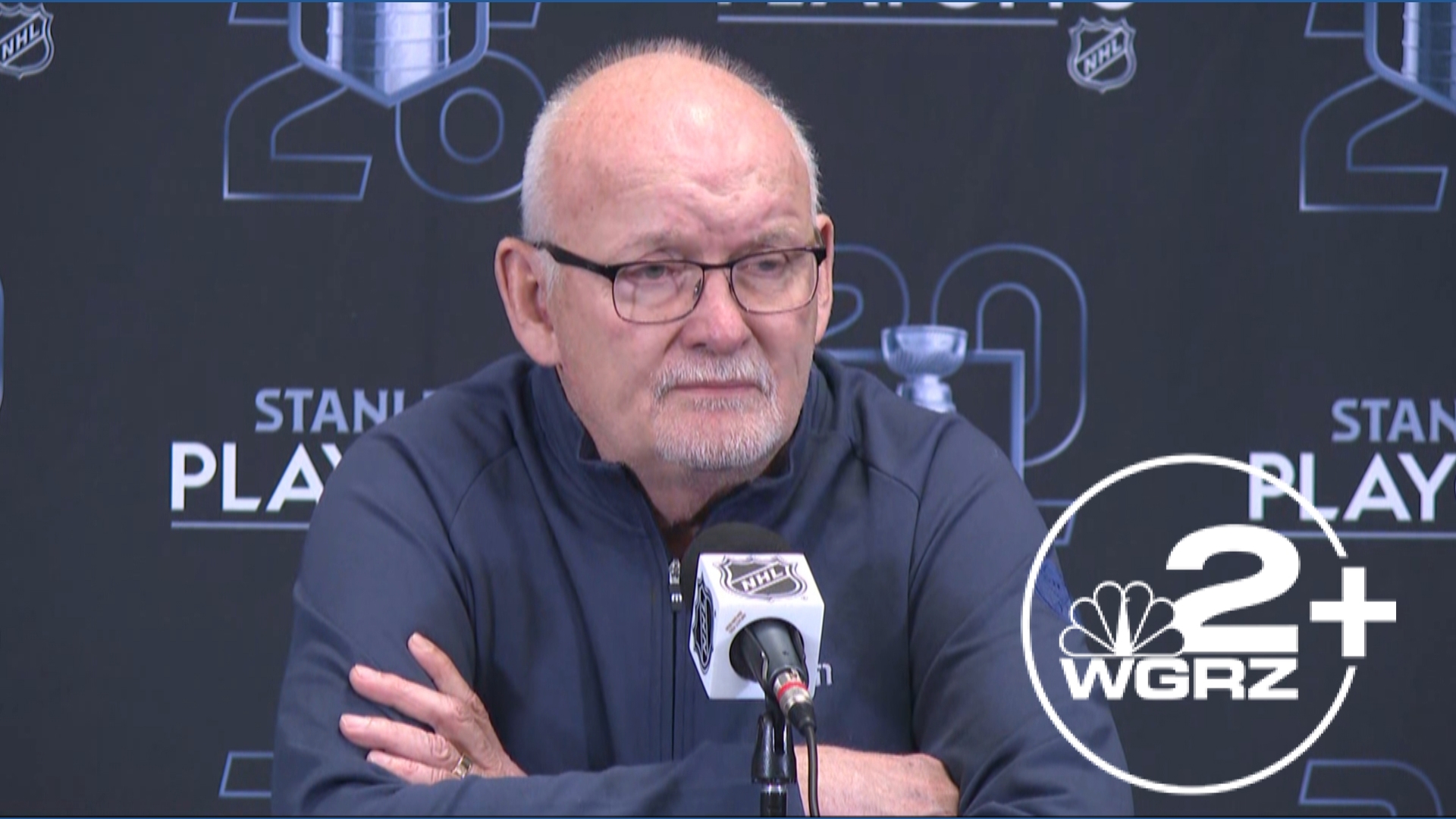 Lindy Ruff speaks to the media ahead of Game 4 vs Boston