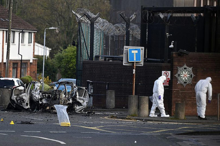 Footage released of moment car bomb explodes at Dunmurry police station