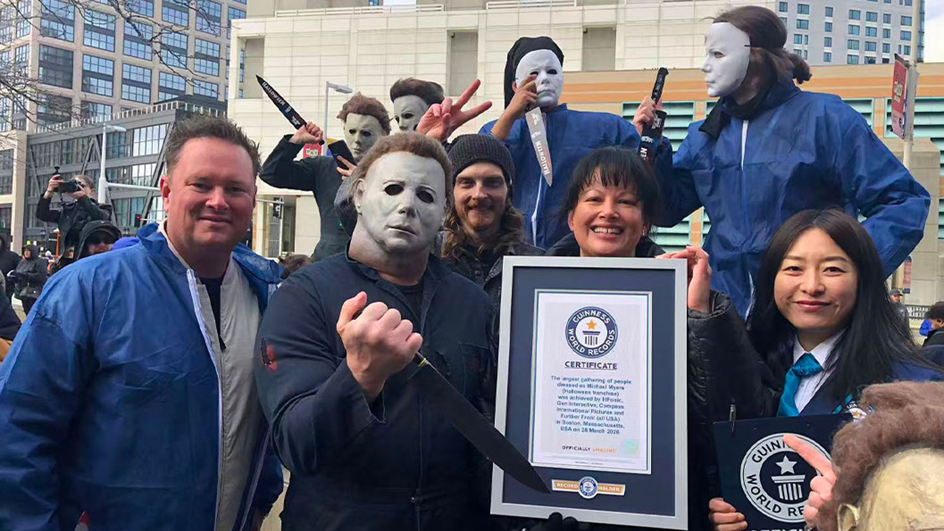 Horror fans break world record with 254 people dressed as Michael Myers
