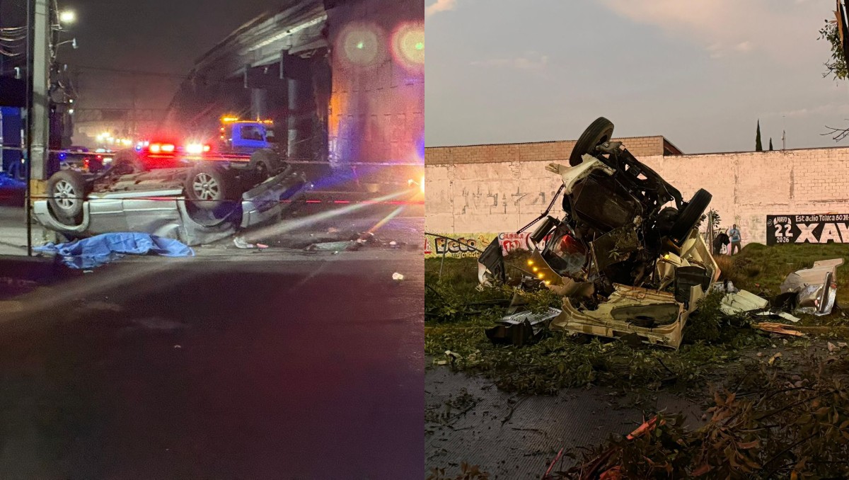 Tractocamión y auto se desploman de puentes en Edomex; hay 4 heridos y ...