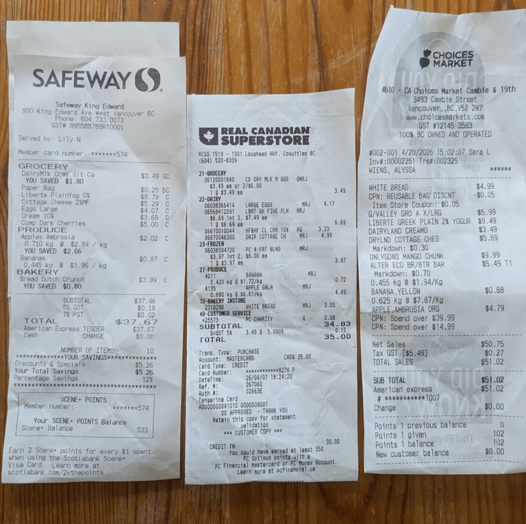 I did my grocery shopping at Safeway, Superstore, and Choices — the ...