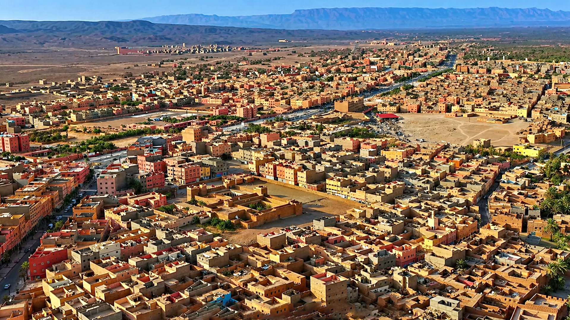 A desert town lost in an endless landscape