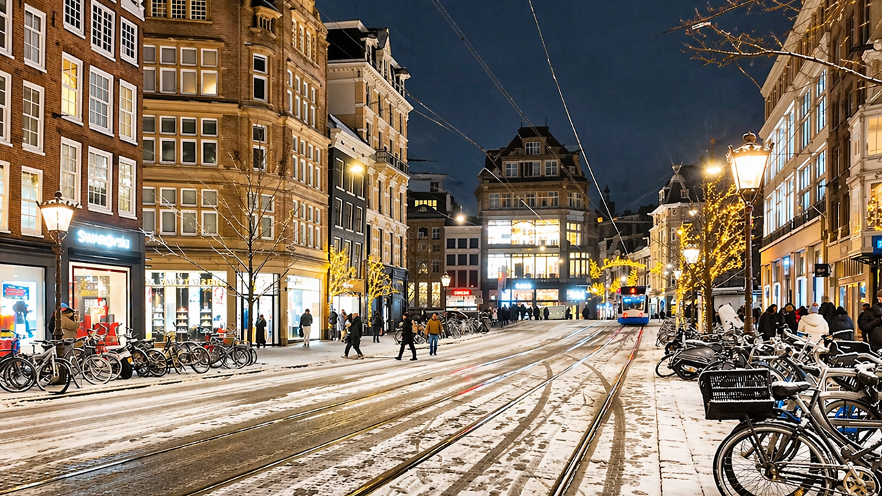 What does Amsterdam feel like on a quiet winter night?