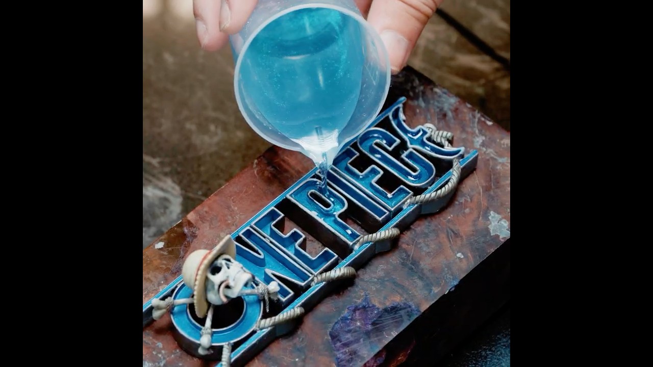 Making a custom One Piece logo with epoxy resin art #shorts #onepiece #DIY