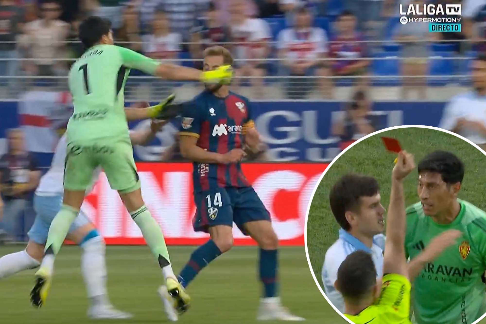 Red-carded goalkeeper punches opponent in face as Spanish soccer game ...