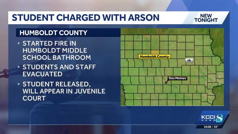 Humboldt Middle School student charged with arson after bathroom fire