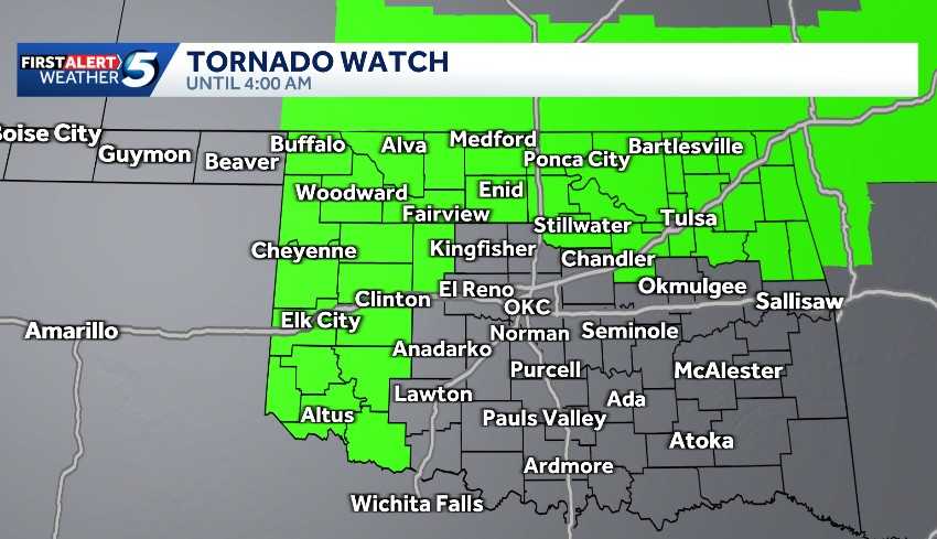 Tornado watch remains for central, western Oklahoma overnight