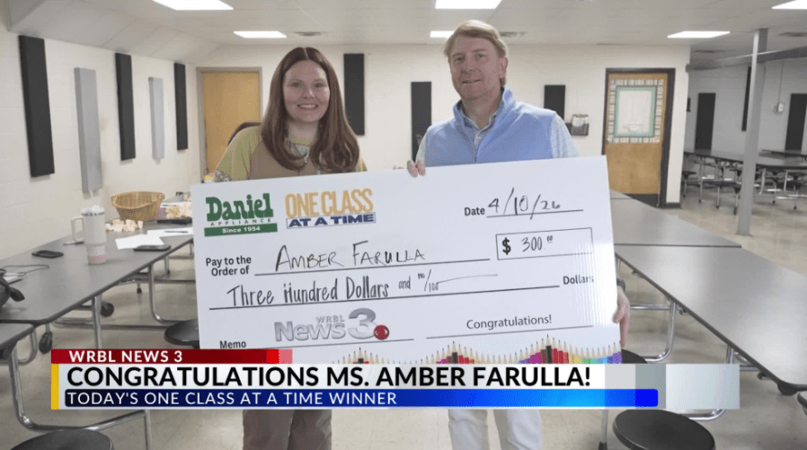 One class at a time winner: Amber Farulla, East Smiths Station Elementary