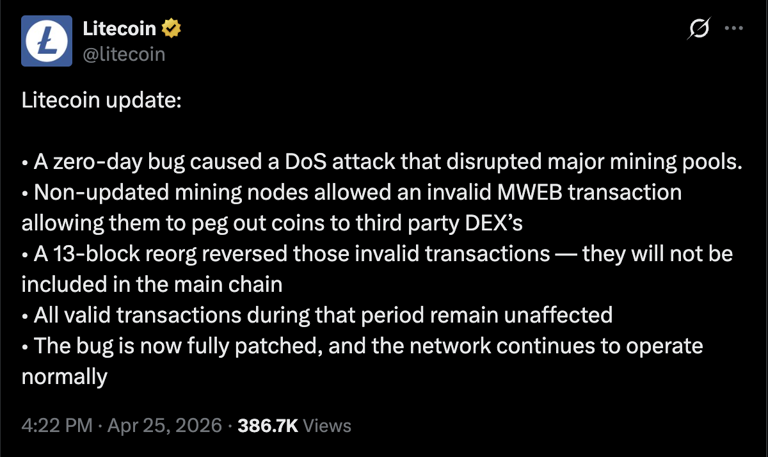 Litecoin gives post-attack update, but other devs doubt zero-day theory