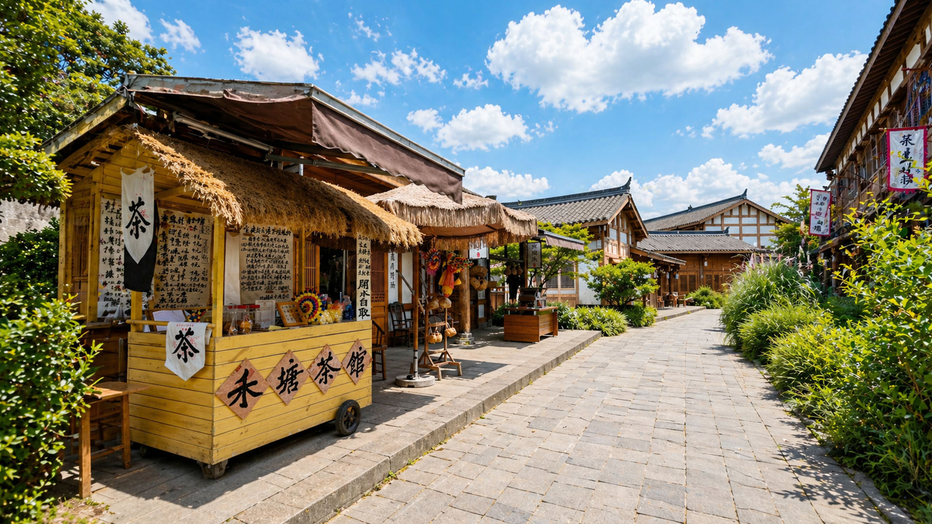 A hidden row of traditional houses with small local stalls