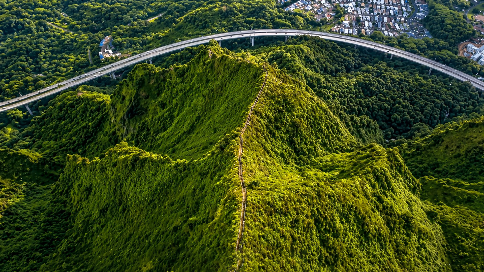 The stairway to heaven: Climbing a narrow mountain ridge