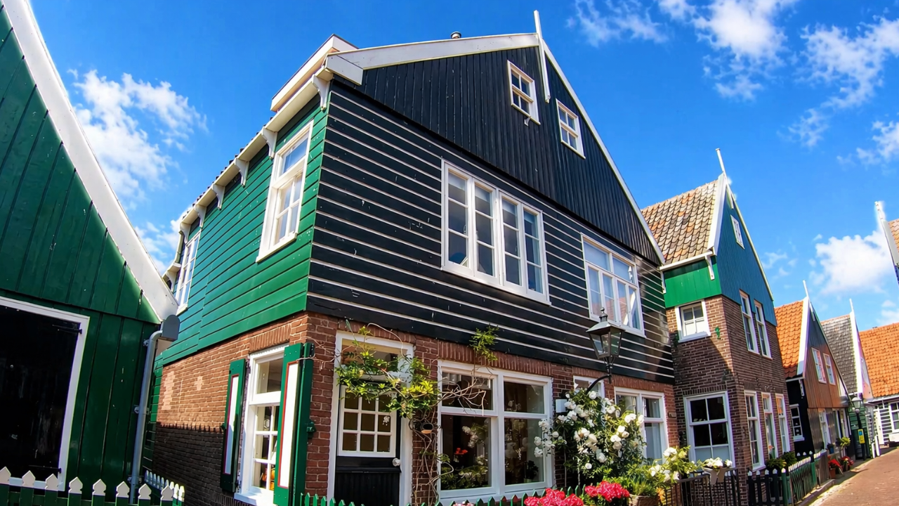 Menjelajahi jalan-jalan tenang di desa Marken (4K)