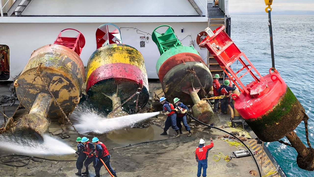 Cleaning & replacing gigantic US anchor buoys in middle of the ocean