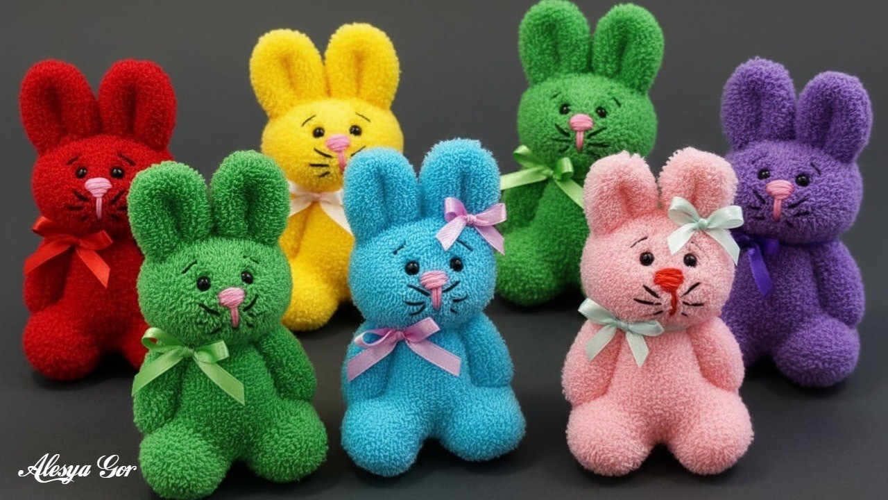 Genius idea! Anyone can make this cute bunny using only hair ties!
