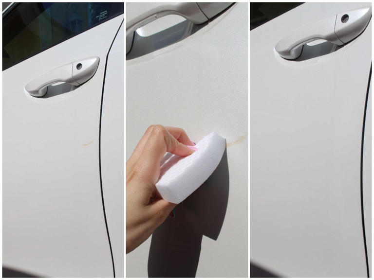 I use this foam sponge to get rid of coffee rings, scuff marks, and ...