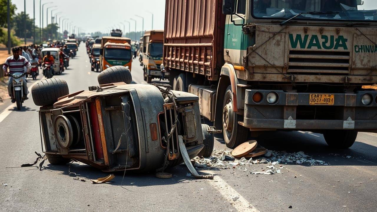 तेज रफ्तार ट्रक ने टेम्पो को मारी टक्कर, सड़क हादसे में 3 की मौत, 3 ...