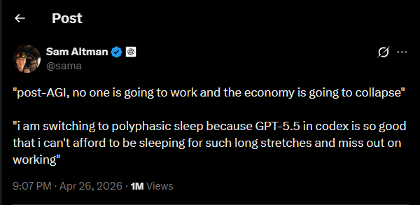 Sam Altman says Codex is causing major FOMO so he changing his sleep ...