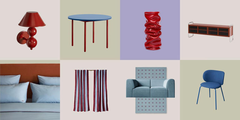 Blue and red is the unlikely color combination of the moment