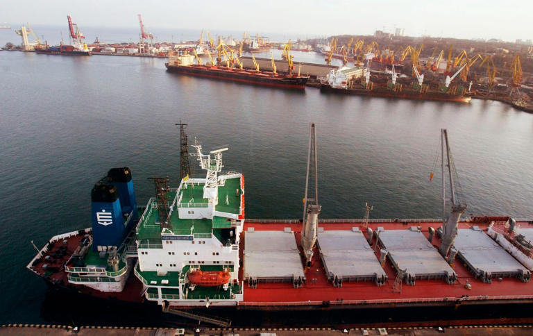 Russia strikes vessel in Ukraine's maritime corridor, causing fire