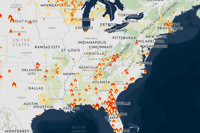 Georgia wildfire map, update: One blaze doubles in size