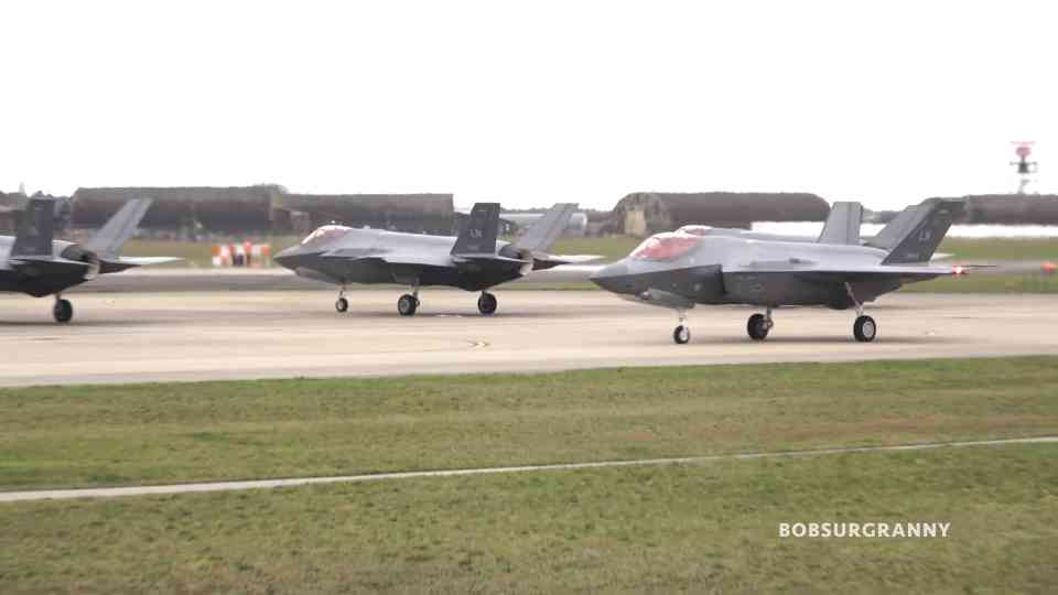 An entire Grim Reapers' F-35A squadron appears - then the ramp changes fast