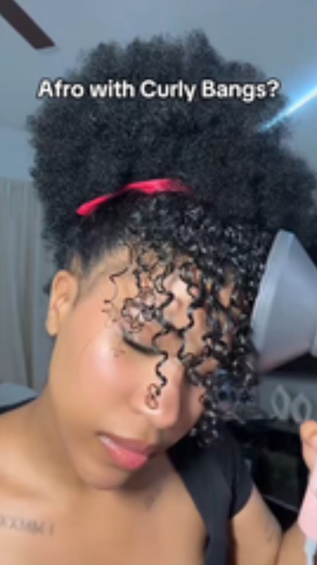 Trying curly bangs on my afro hair