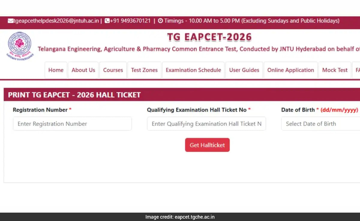 Telangana EAPCET 2026 hall ticket out, check exam schedule here