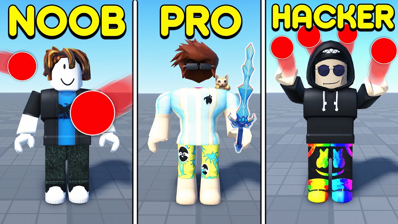 Noob versus pro versus hacker in Blade Ball battle