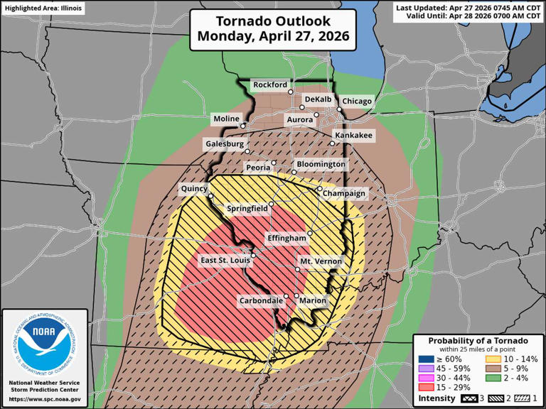 Severe weather threat upgraded in Illinois with risk of strong ...