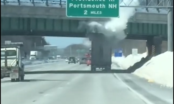 Truck driver hit a bridge and lost the roof