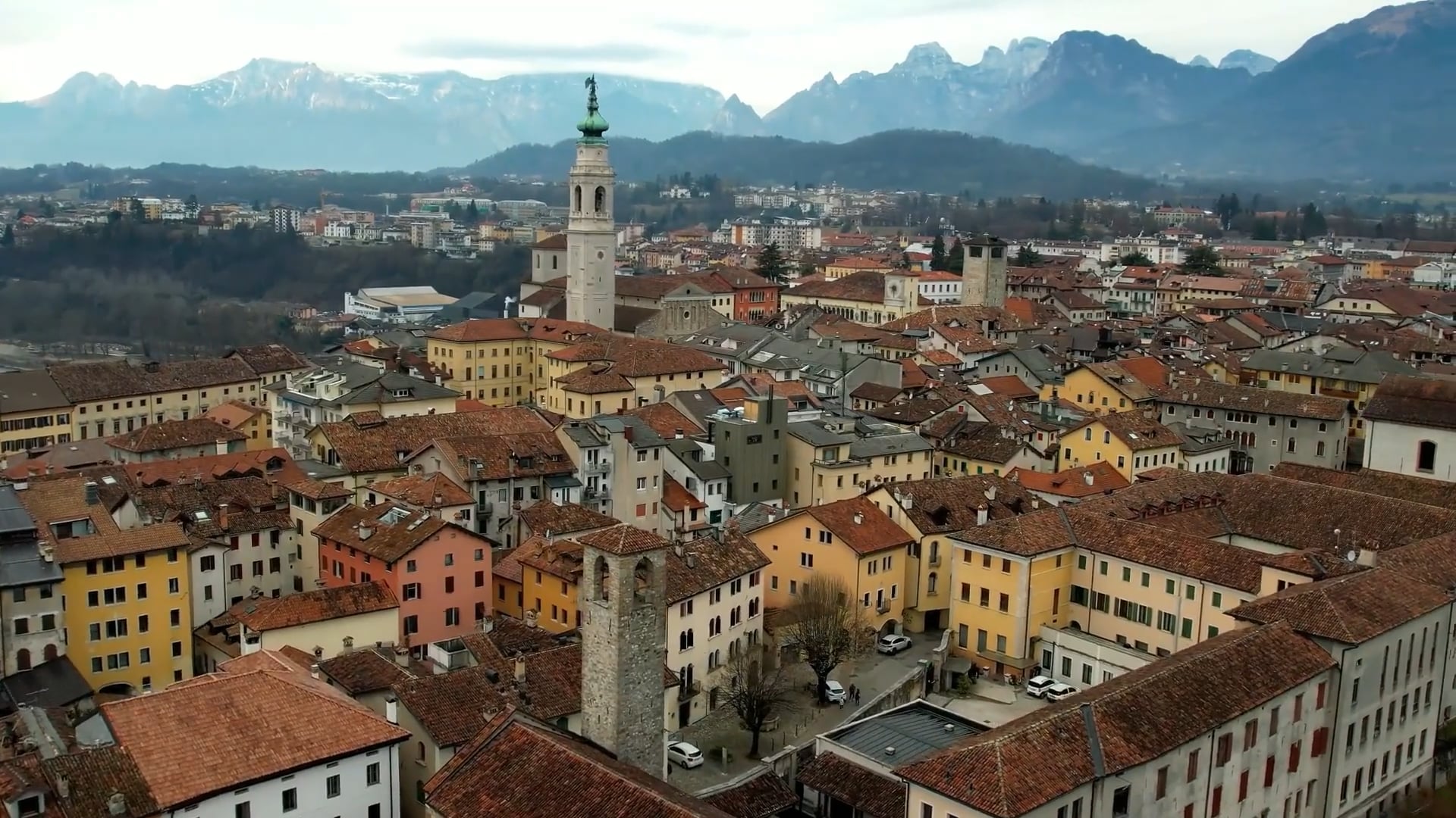 Belluno: Drone views of the beautiful Italian city in the Dolomites