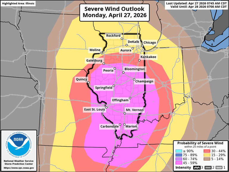 Severe weather threat upgraded in Illinois with risk of strong ...